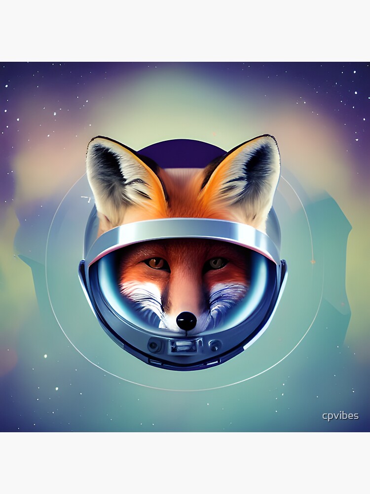 "Outer Space Fox with Retro Helmet on, Spaced Out Fox" Sticker for Sale ...