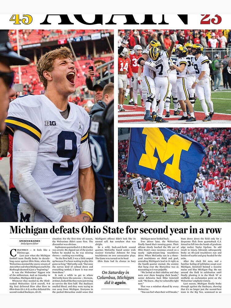 "11/30 The Michigan Daily Front Cover (Michigan vs. OSU)" Mounted Print ...