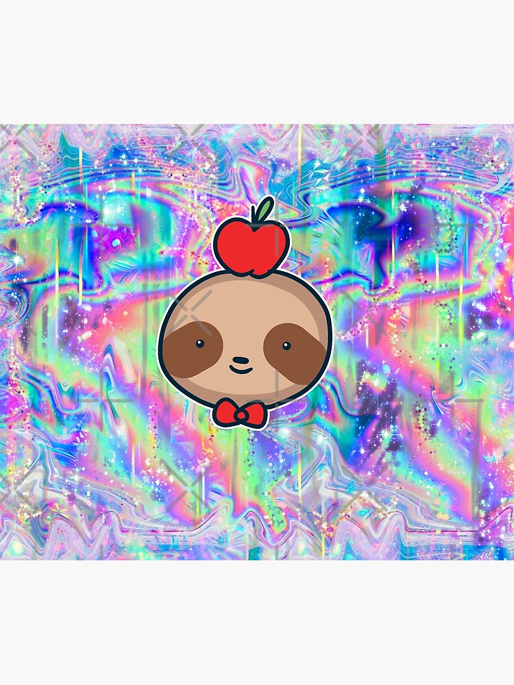 "Apple Sloth Face Rainbow Holographic " Poster for Sale by SaradaBoru ...