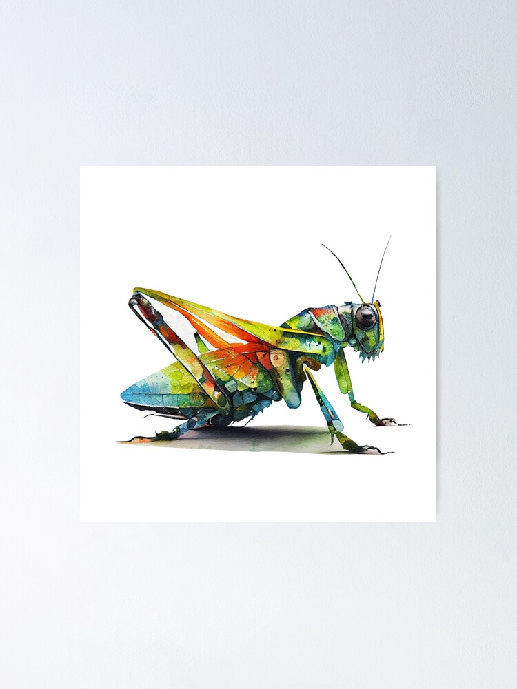"Grasshopper Colourful Art, Watercolor Painting" Poster for Sale by ...