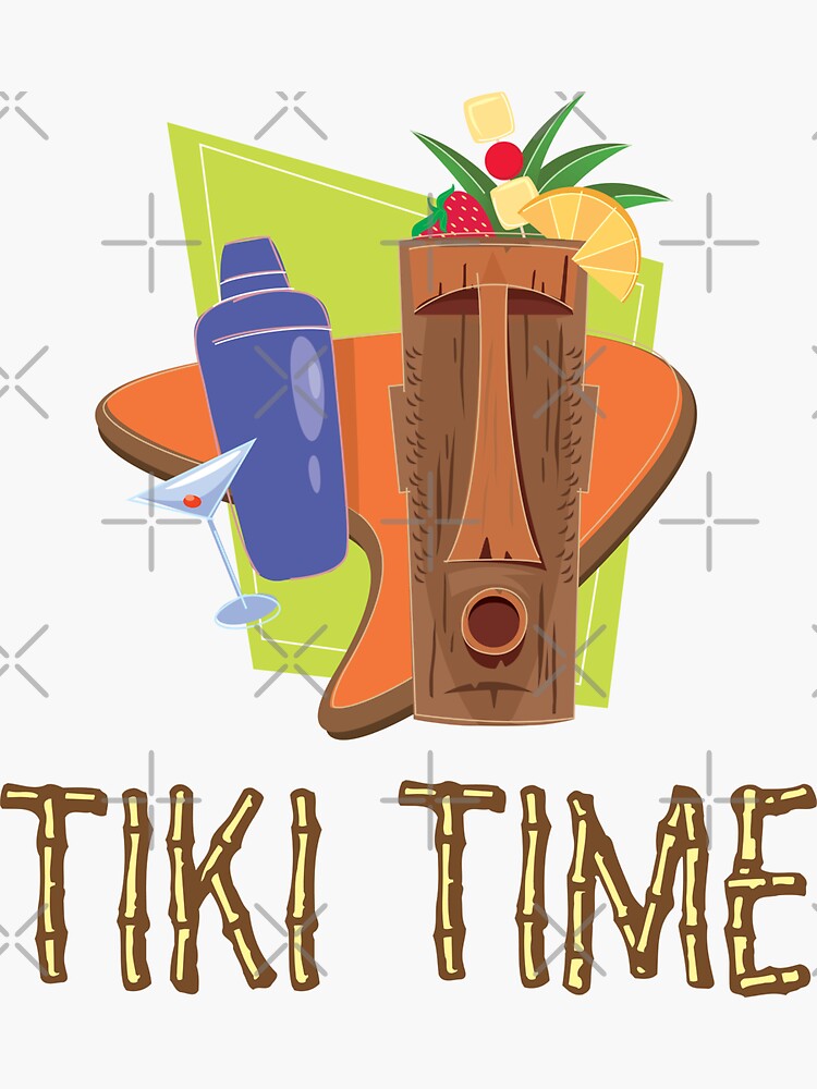 "Retro Tiki Bar Design, Tiki Time" Sticker for Sale by Futurebeachbum ...