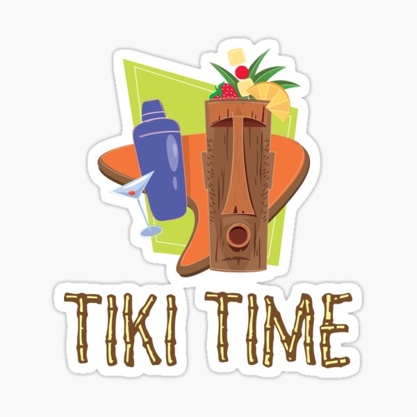 "Retro Tiki Bar Design, Tiki Time" Sticker for Sale by Futurebeachbum ...