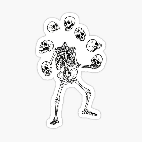 "juggling skeleton" Sticker for Sale by caramba-brand | Redbubble