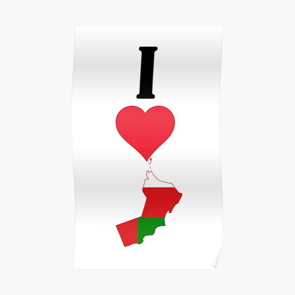 "I Love Oman Vertical I Heart Omani National Flag Map" Poster for Sale ...