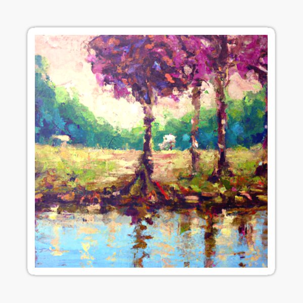 "Landscape with Trees and Water" Sticker for Sale by rimmatv | Redbubble