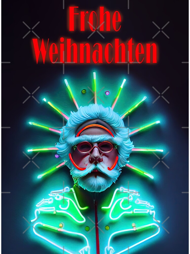 "Santa Claus with neon halo "Merry Christmas"" Poster for Sale by ...