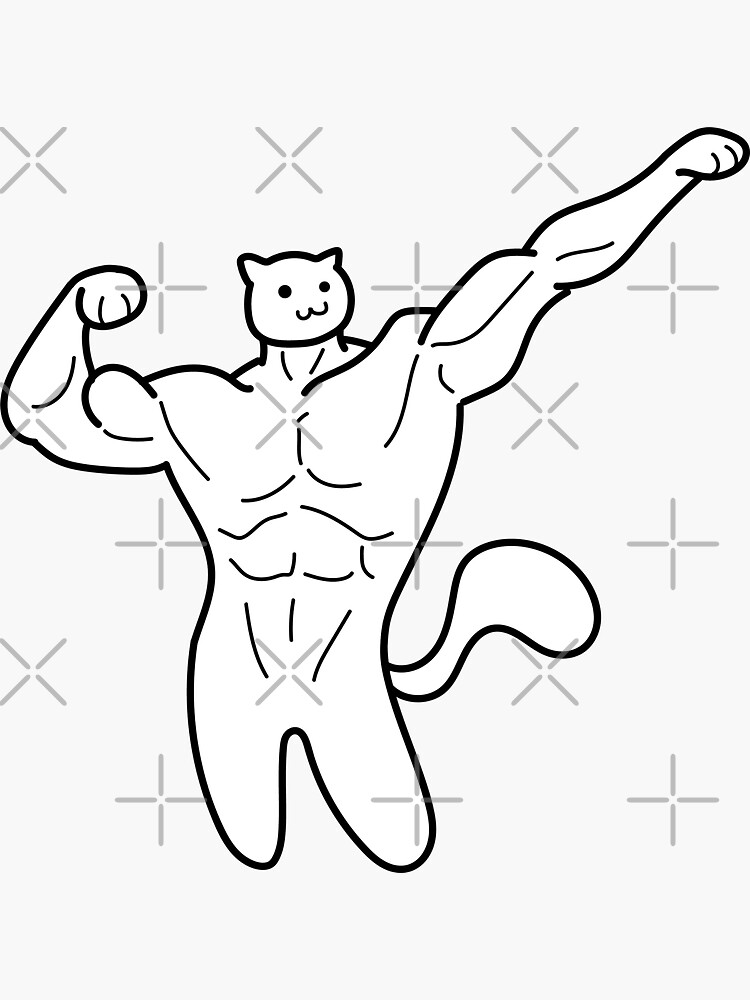"Swole Cat" Sticker for Sale by Ratko Art | Redbubble