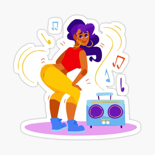 "Girl dancing on loud music" Sticker for Sale by Right-Fit27 | Redbubble