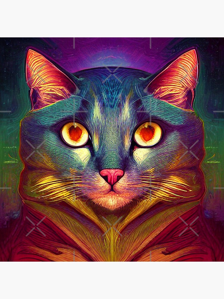 "Sad Cat In Grunge, Painted Cat, Unique Abstraction Art" Sticker for ...