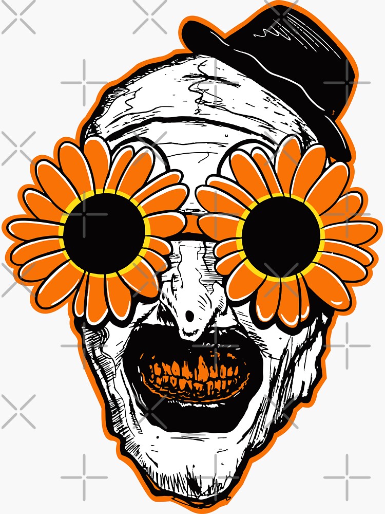 "Sunflower Sunglasses Horror Clown Movie Art Terrifier 2" Sticker for ...