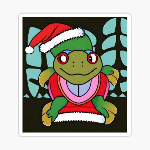 "funny santa turtle, Christmas turtle, Christmas tortoise" Sticker for ...