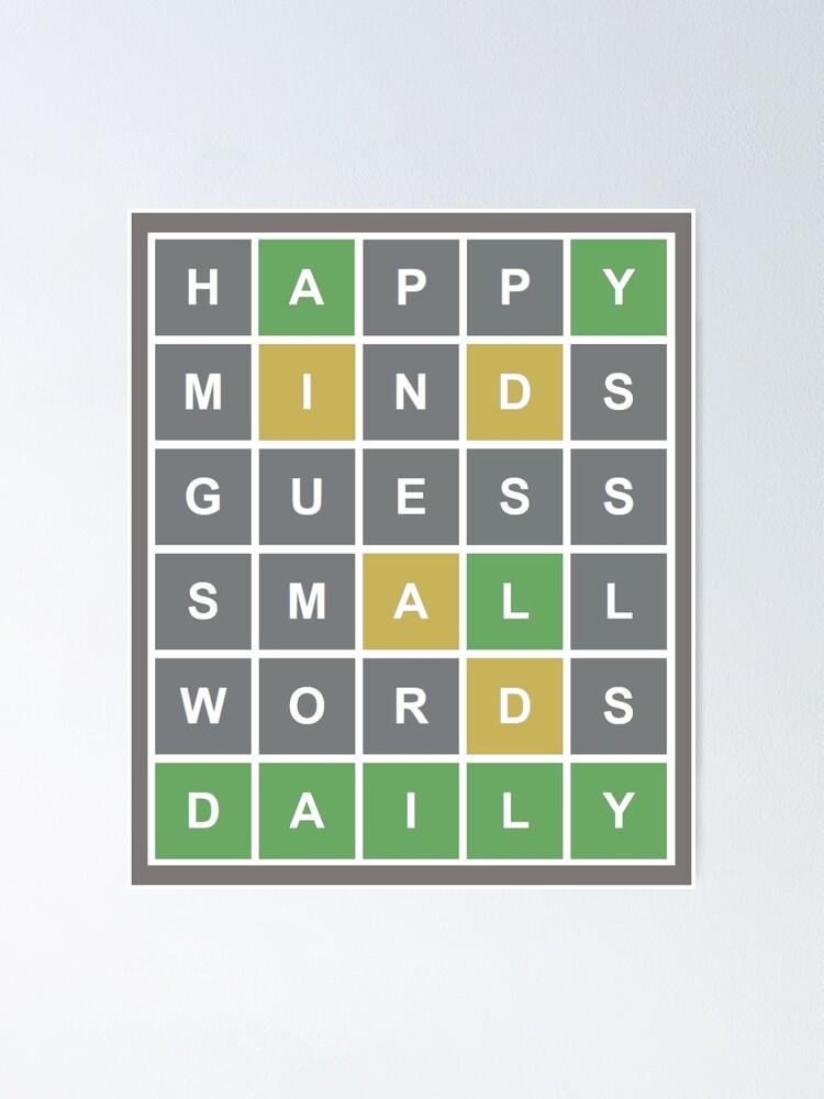 "Happy Minds Guess Small Words Daily Wordle Game" Poster for Sale by ...