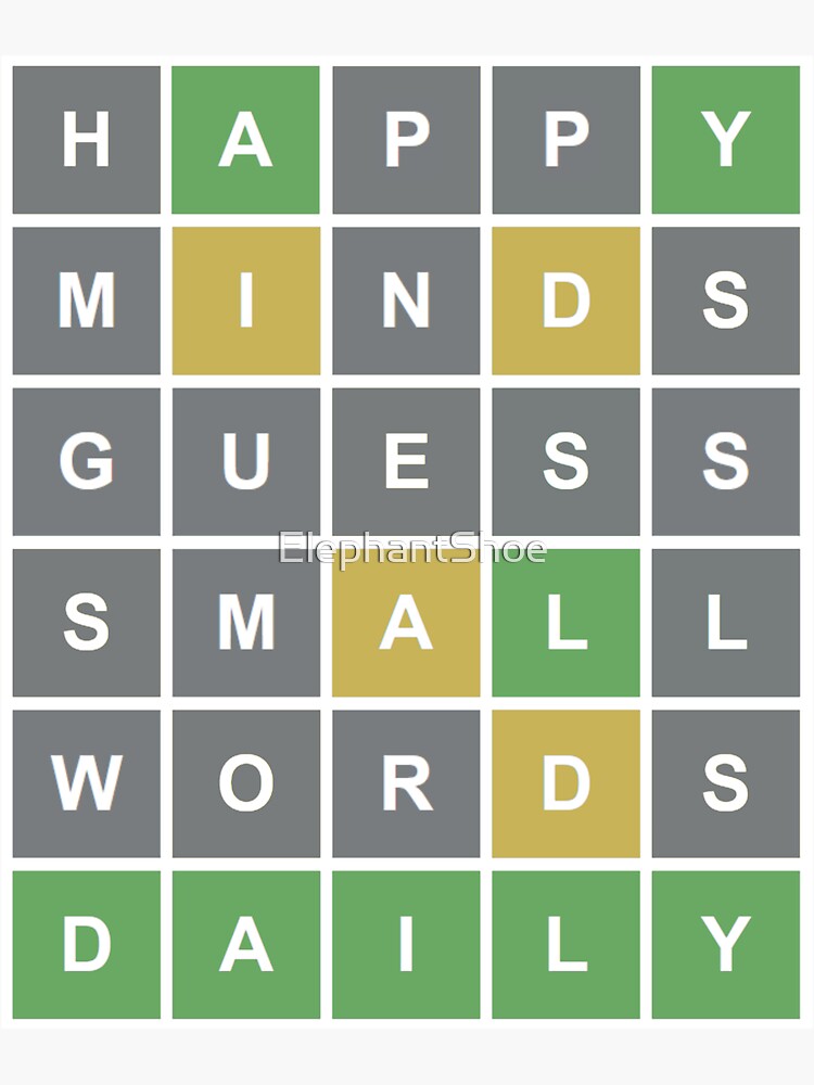 "Happy Minds Guess Small Words Daily Wordle Game" Sticker for Sale by ...