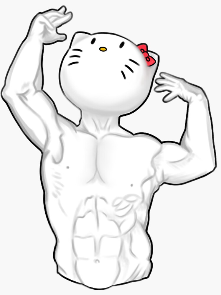 "Muscle KITTY" Sticker for Sale by OlRazzDazz | Redbubble