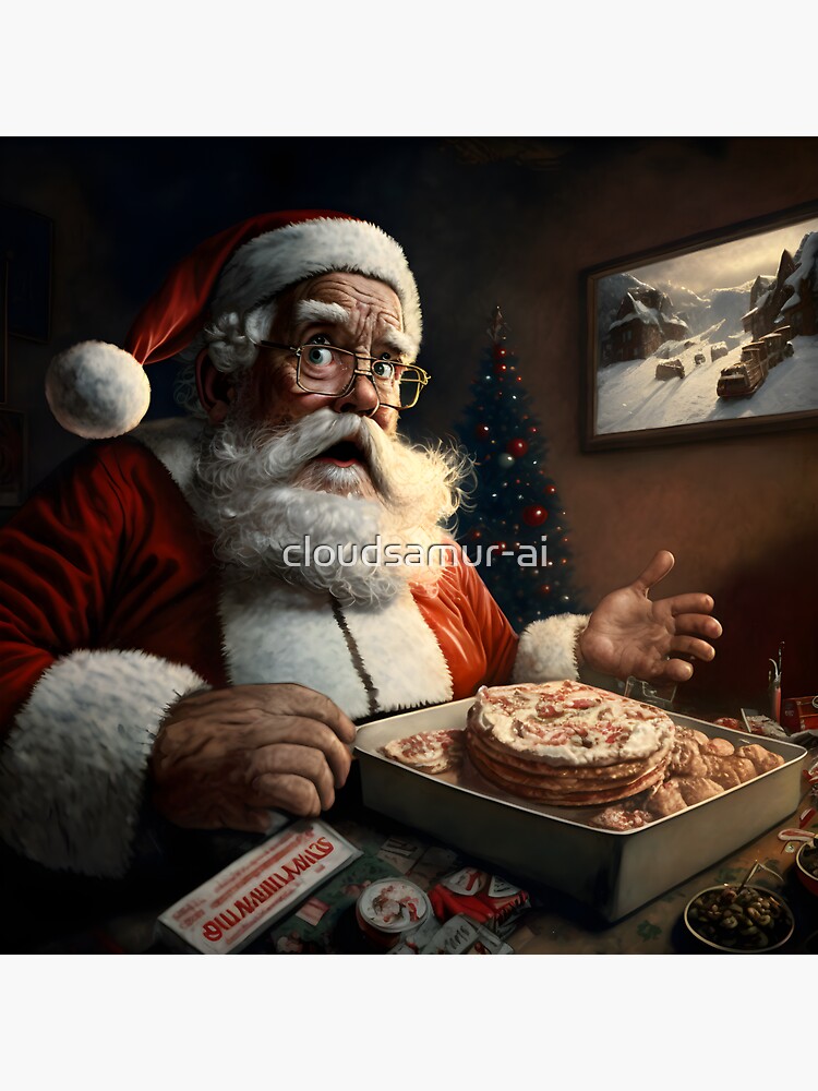 "Santa caught eating junk food 4k" Sticker for Sale by cloudsamur-ai ...