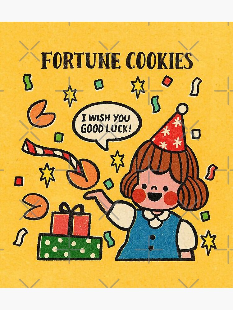 "Vintage Yellow Fortune Cookies Wish you Good Luck" Poster for Sale by ...