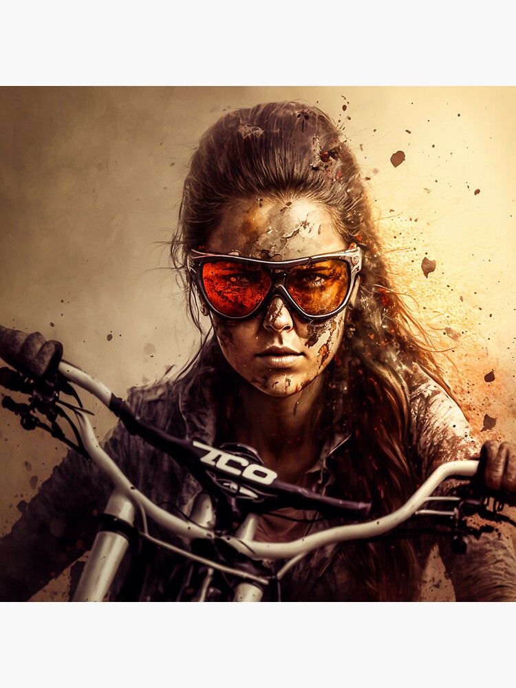 "Female Bike Rider 14" Sticker for Sale by Cadence-Art | Redbubble