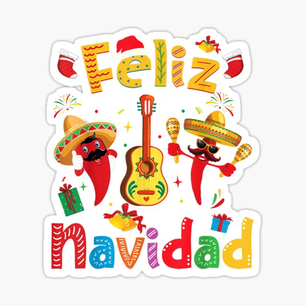 "Feliz Navidad Mexican Fiesta Hot Pepper Guitar" Sticker for Sale by ...