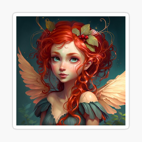 "Beautiful Magical Fairy with Red Hair" Sticker for Sale by ...