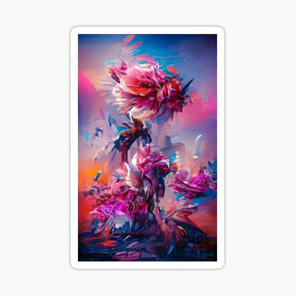 "Magical Tree with Flowers, Mystical Fantasy Digital art" Sticker for ...