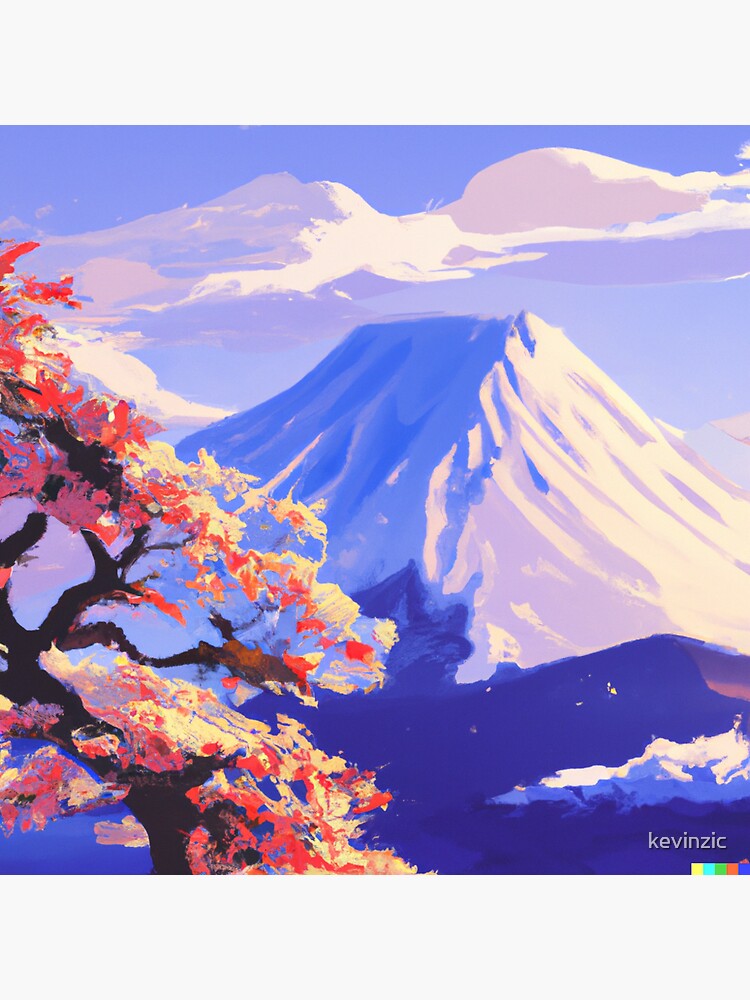 "Ukiyo-e Style Mount Fuji Japan " Sticker for Sale by kevinzic | Redbubble