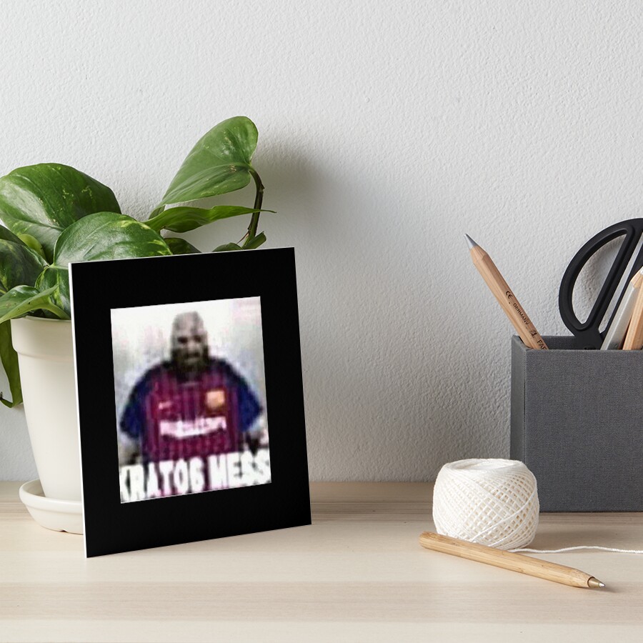 "Kratos Messi - low quality funny meme sticker" Art Board Print for ...