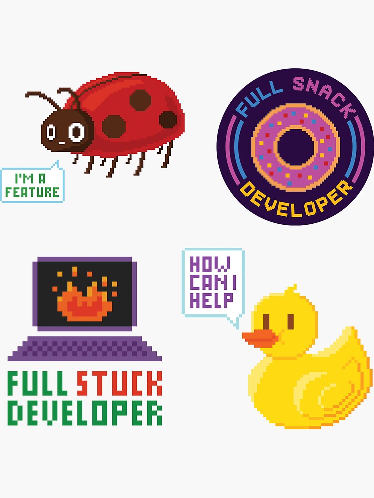 "Software development - Sticker Pack - Rubber duck debugging and others ...