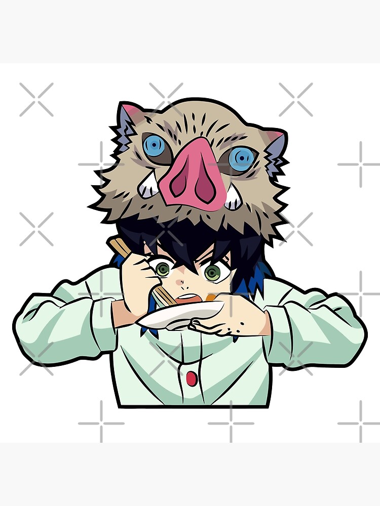 "Demon Slayer Inosuke Hashibira Eats" Poster for Sale by Onlyeine ...