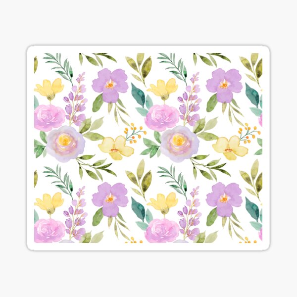 "Yellow purple floral watercolor seamless pattern. Image by asrulaqroni ...