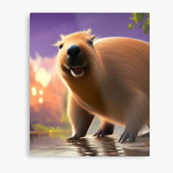 "Happy Capybara. Cute Capybaras" Metal Print for Sale by LeanDesigns ...
