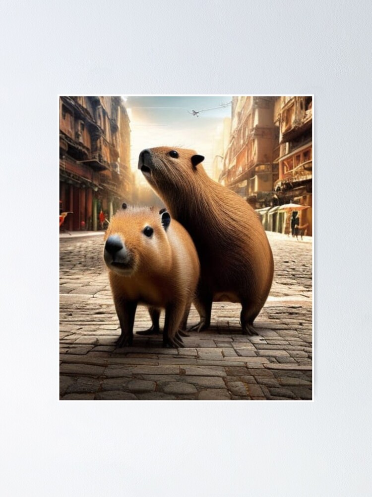 "Exploring Town Capybara. Cute Capybaras" Poster for Sale by ...