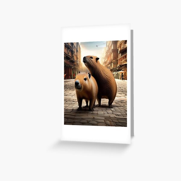 "Exploring Town Capybara. Cute Capybaras" Greeting Card for Sale by ...