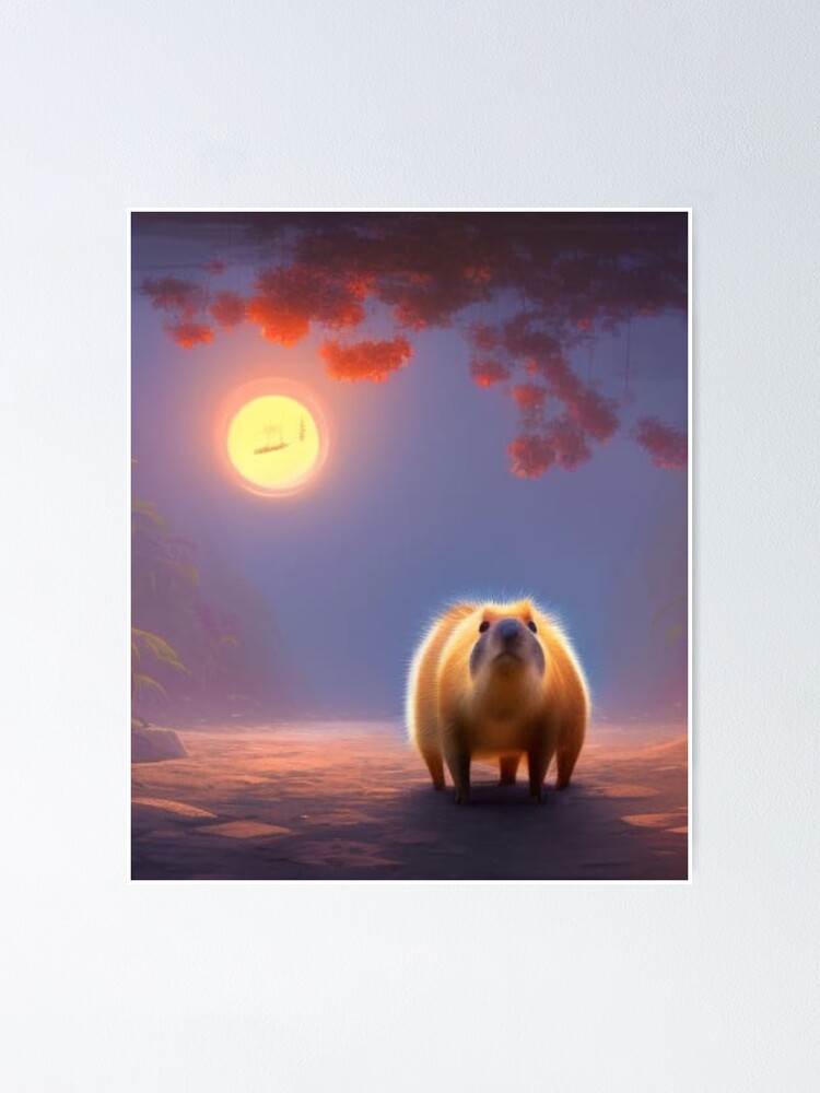 "Enjoying Sunset Capybara. Cute Capybaras" Poster for Sale by ...