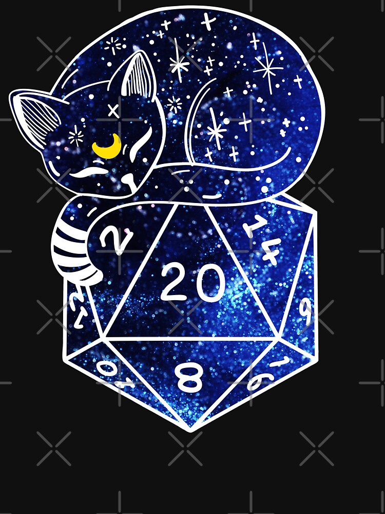"D20 CAT: Starry dnd dice " T-shirt for Sale by DungeonAtelier ...