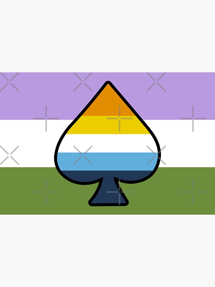 "Aroace and genderqueer pride flag with ace of spades" Sticker for Sale ...