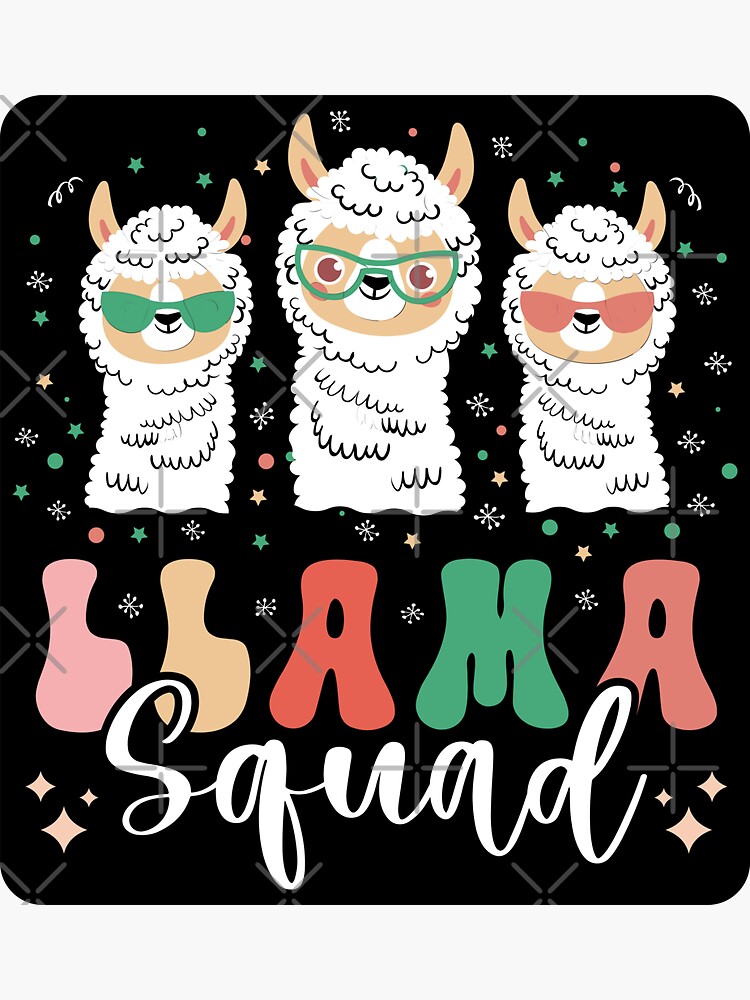 "Funny Llama Squad Sunglasses Cool Llamas Retro Groovy" Sticker for ...