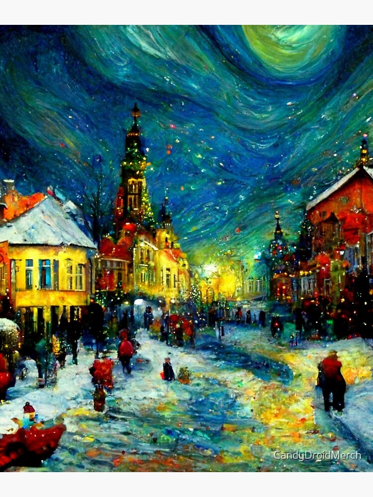 "Van Gogh Christmas Approaching Painting Starry Night Remake" Poster ...
