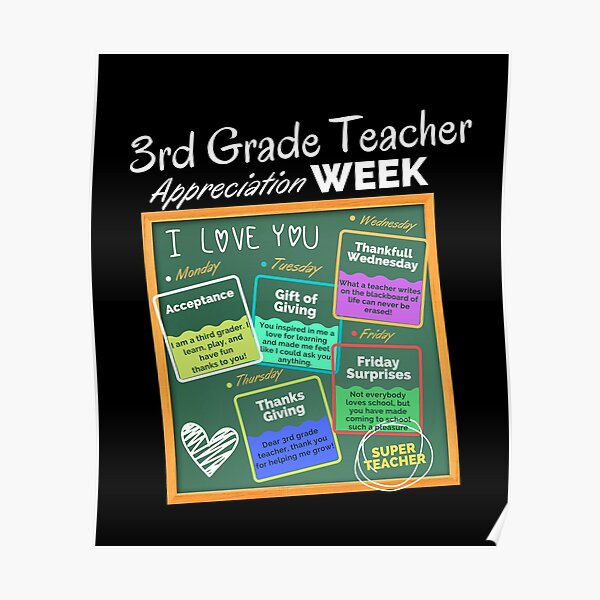 "3rd Grade Teacher Appreciation Week" Poster for Sale by superteachers ...