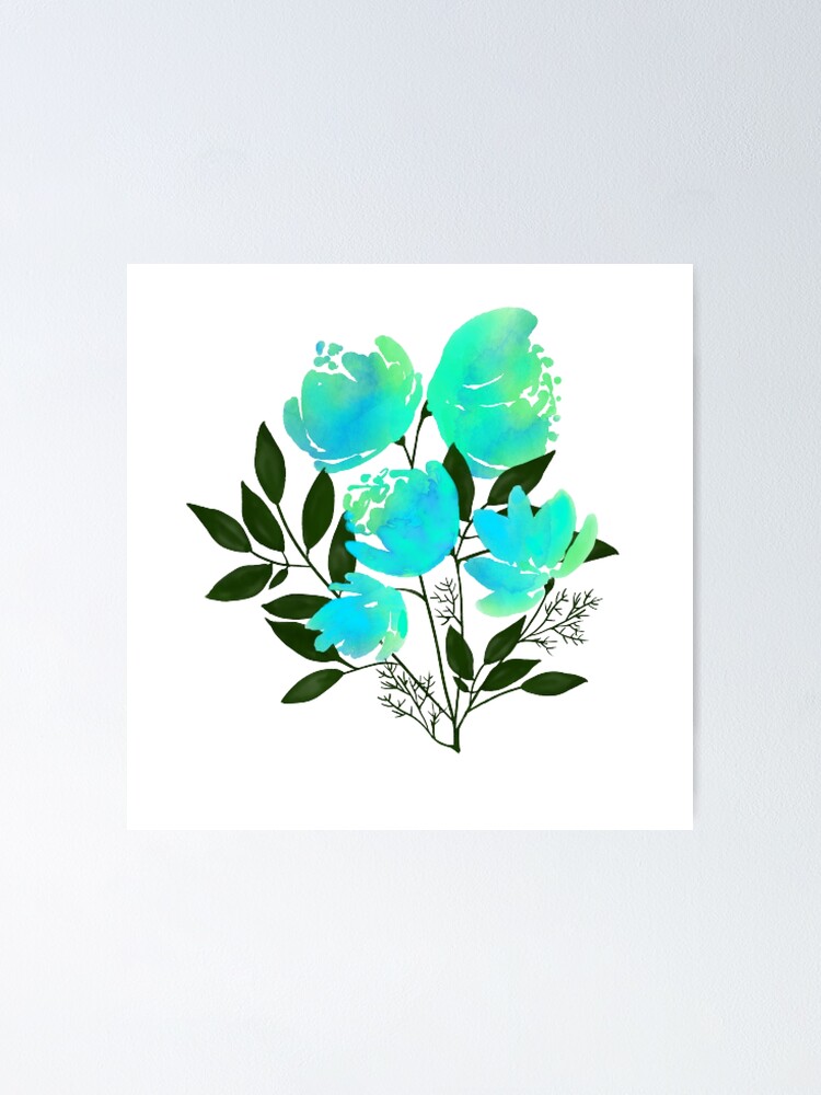 "Pretty Green Watercolor Flower" Poster for Sale by printory | Redbubble