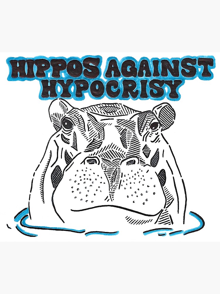 "Hippos Against Hypocrisy" Sticker for Sale by Drawn-by-Holly | Redbubble