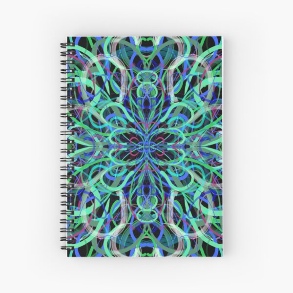 "Symmetry - Cool Tones (black background)" Spiral Notebook for Sale by ...