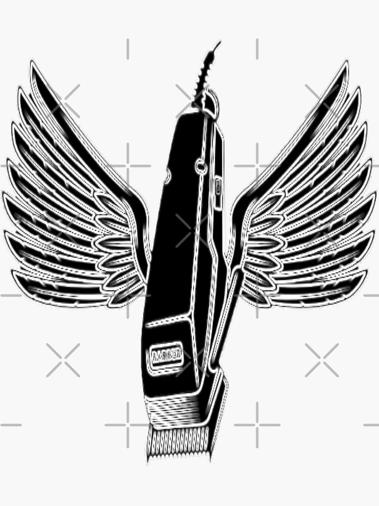 "Barber Art, Barbershop design featuring clippers with wings - black ...