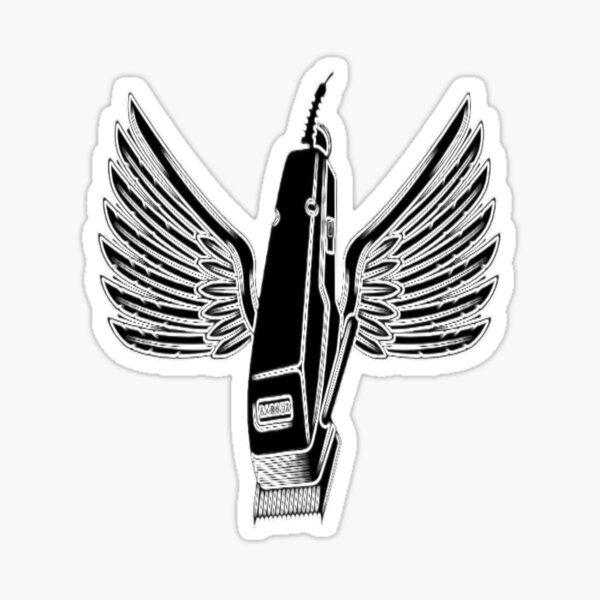"Barber Art, Barbershop design featuring clippers with wings - black ...