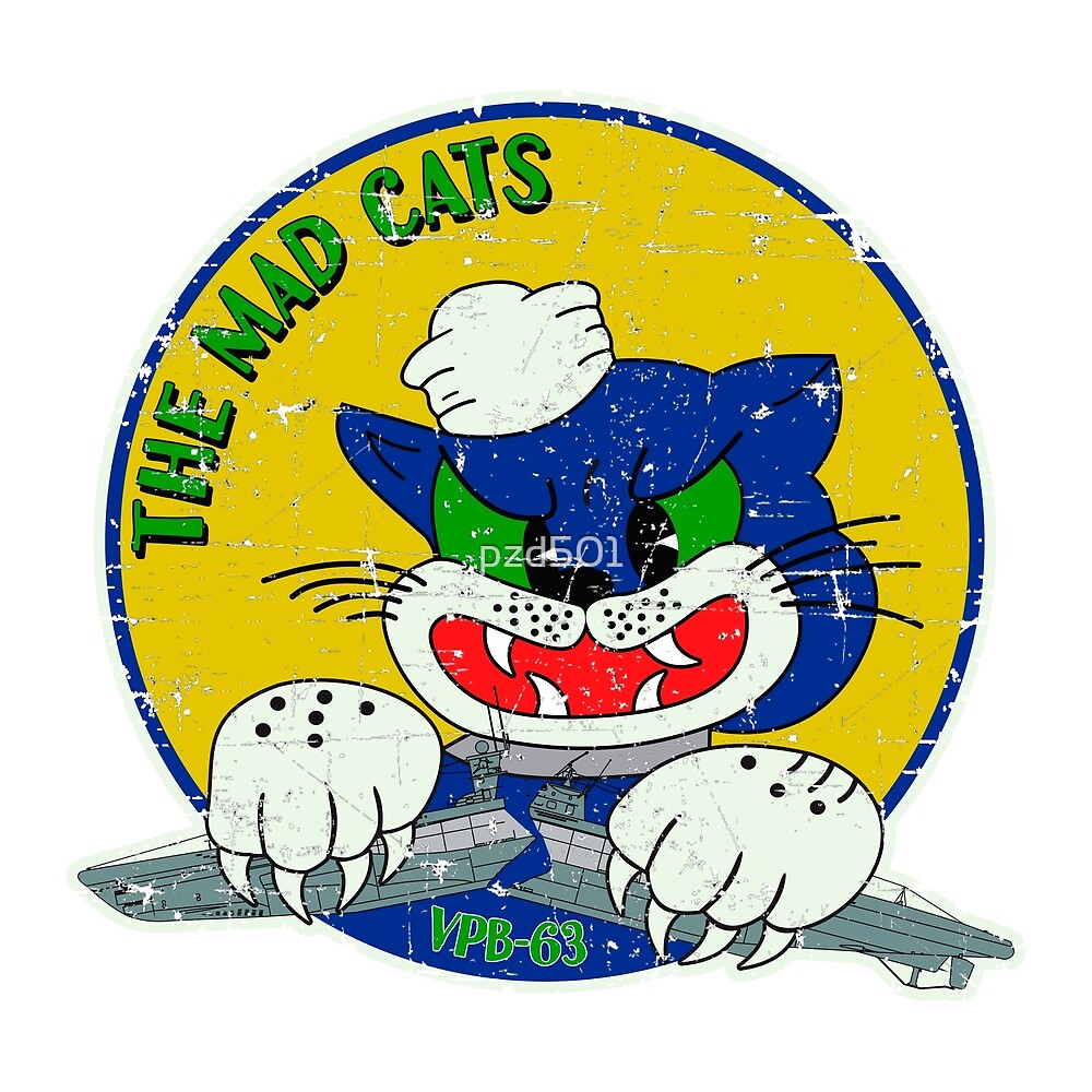 "USN VP-63 Patrol Bombing Squadron The Mad Cats V2 - Grunge Style" by ...