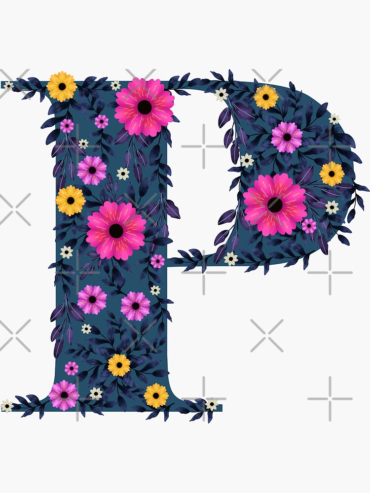 "Beautiful Monogram P with flowers" Sticker for Sale by Pligo | Redbubble