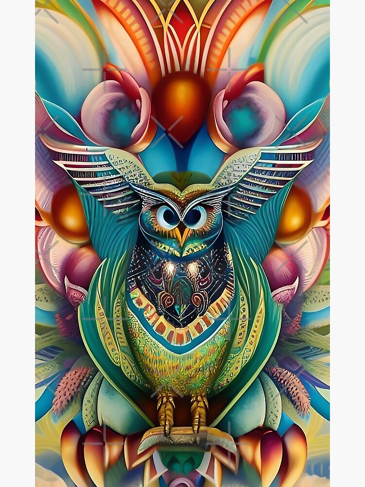 "Cool hip magical owl bird art - hippie groovy animal art - Owl" Poster ...