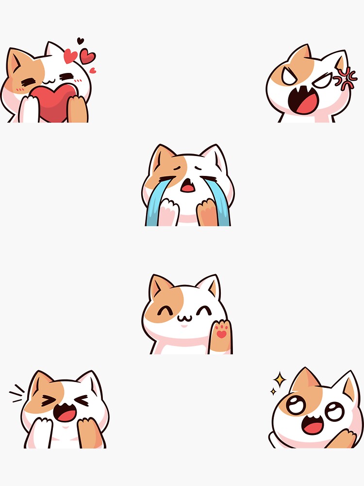 "Cat Neko Kawai Emotes for every mood " Sticker for Sale by ...