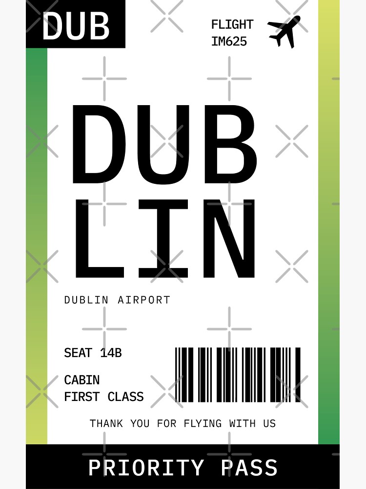"Dublin boarding pass" Sticker for Sale by showmetype | Redbubble
