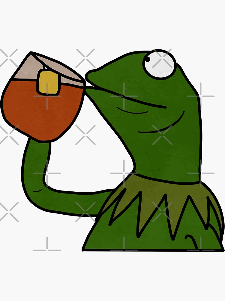 "Kermit sipping tea" Sticker for Sale by lovelyliaa | Redbubble