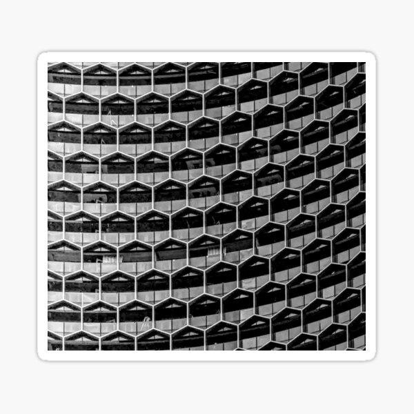 "Black and White Hexagon Windows" Sticker for Sale by MazingPatterns ...
